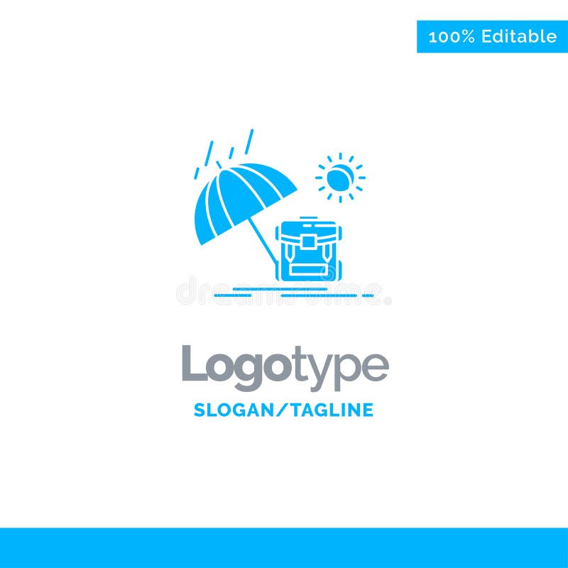 Summer, Backpack, Sun, Season Blue Solid Logo Template. Place for ...