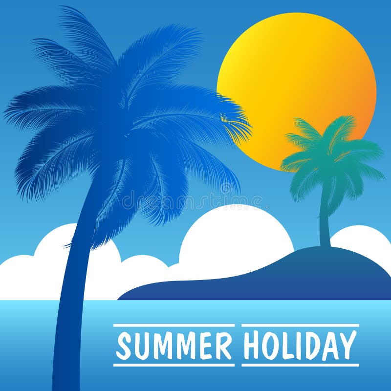Summer Banner. Beach, Palm Tree, Sun and Sea Stock Vector ...