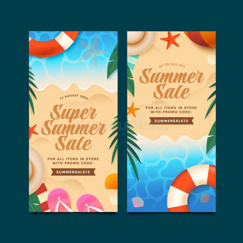 Summer Banners in Flat Design Stock Illustration - Illustration of ...