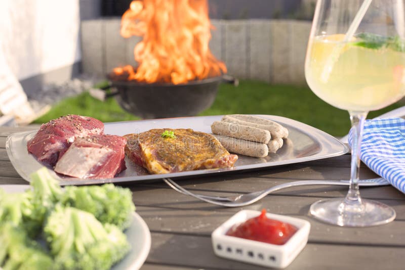 Summer Barbecue with Grilled Meat Stock Photo - Image of food, party ...