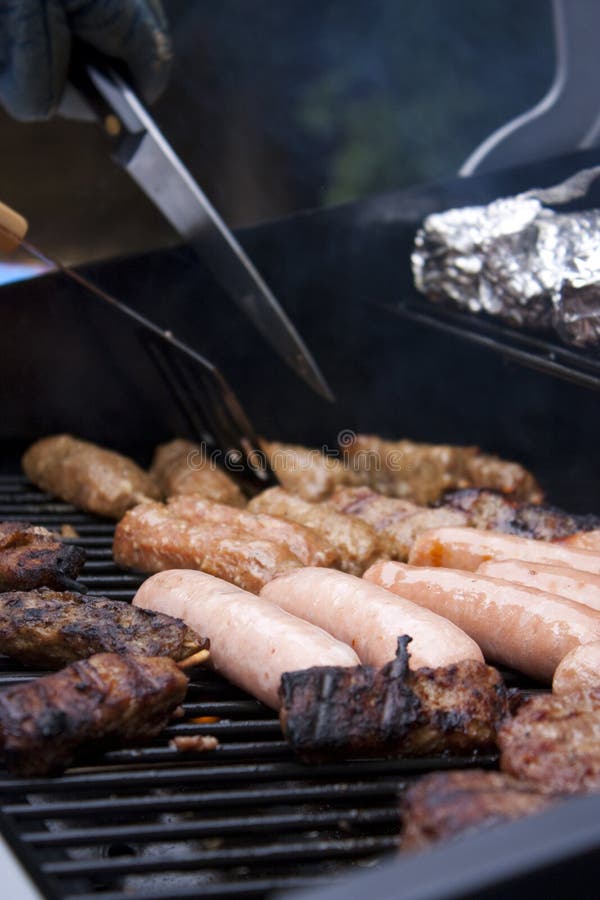 Summer barbeque close up stock photo. Image of pork, sausages - 15547160