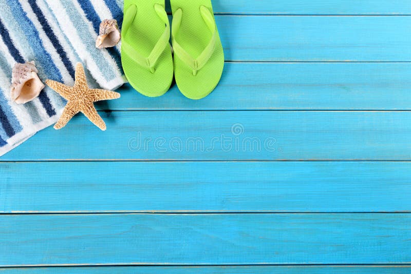 Summer Beach Side Border Background, Sunglasses, Flip Flops, Copy Space ...