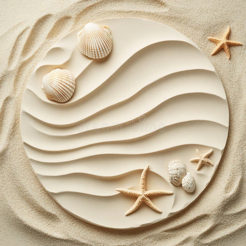 Summer Beach Background with Seashells and Starfish. Top View Stock ...