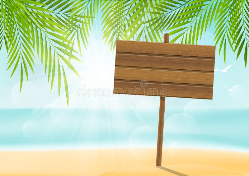 Beach Holiday Palm Tree Sign Stock Vector - Illustration of blue ...