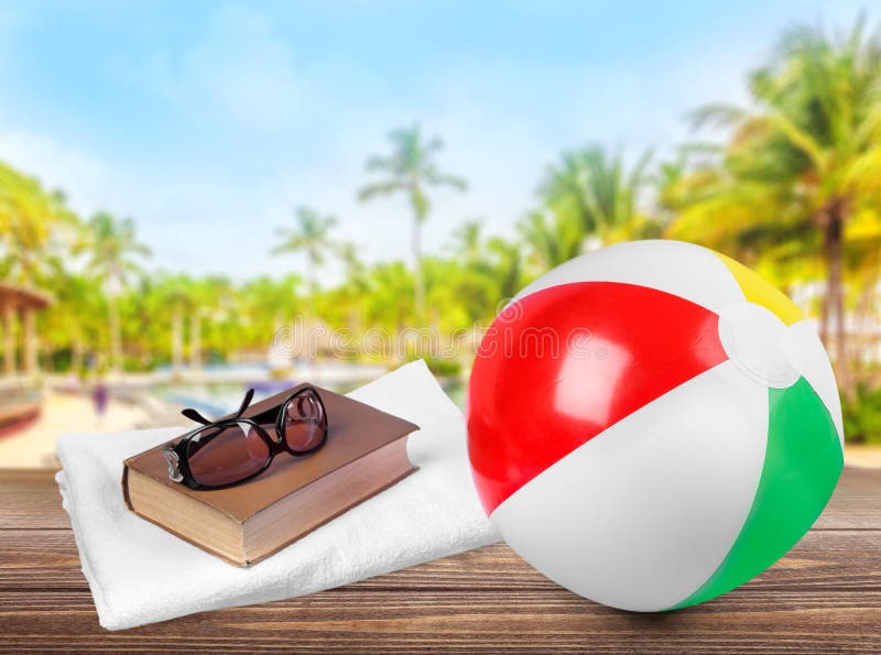 Summer stock image. Image of book, ball, summer, white - 117746573