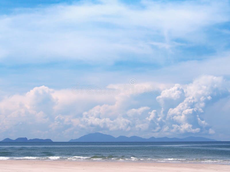 Summer beach with blue sky stock image. Image of seascape - 114673621