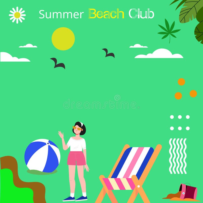 Summer Beach Club stock illustration. Illustration of cartoon - 281361834