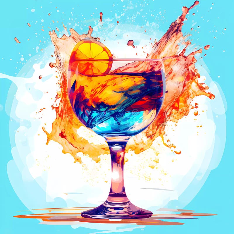Summer Beach Cocktail Splash Illustration Stock Illustration ...