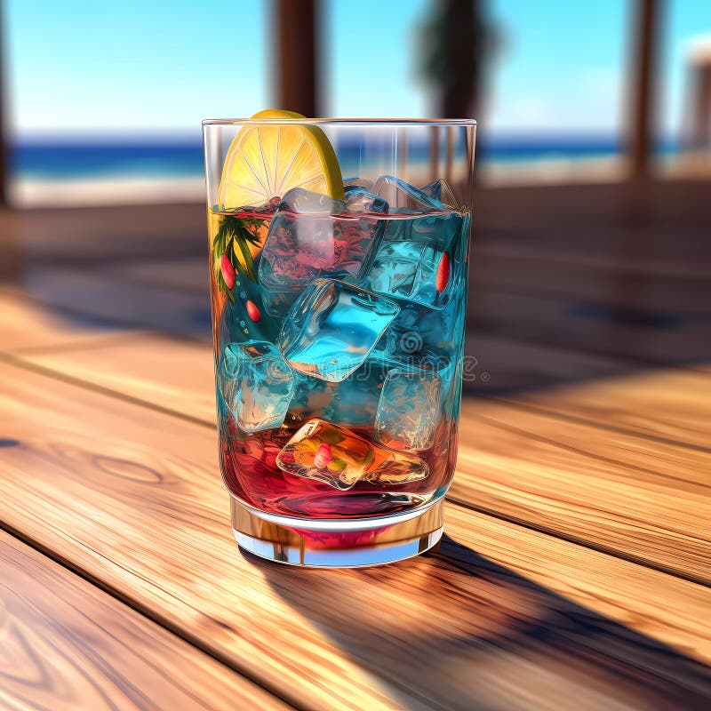 Summer Beach Cocktail Hyperrealistic Stock Illustration - Illustration ...