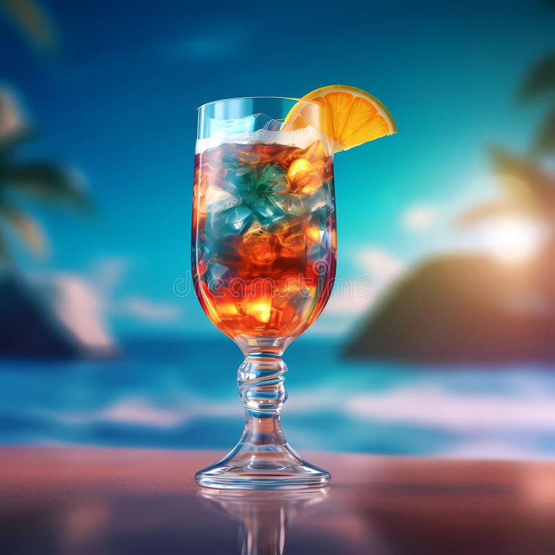 Summer Beach Cocktail Hyperrealistic Stock Illustration - Illustration ...