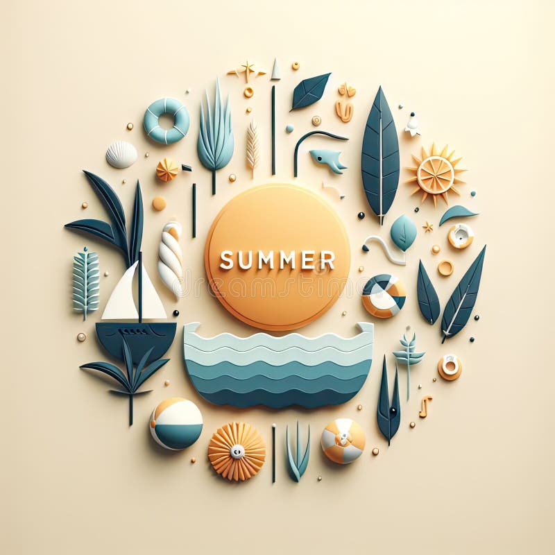 Summer Beach Concept Art stock illustration. Illustration of tropical ...