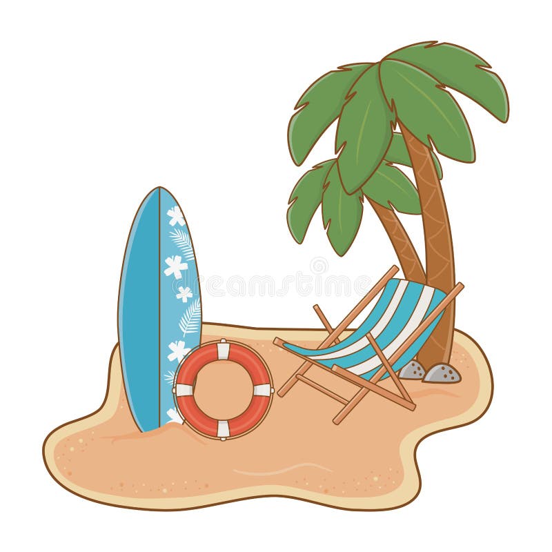 Summer and Beach Cute Cartoons Stock Vector - Illustration of vacation ...