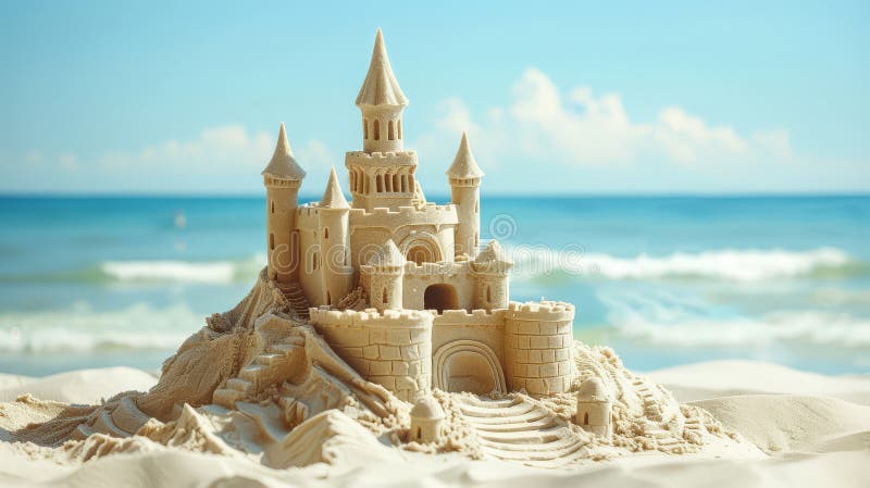 Summer Beach Days are for Building Creative Sandcastles Stock ...
