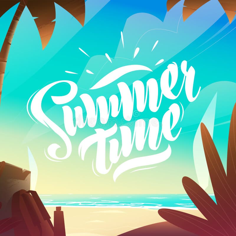 Summer Beach. Design Lettering Stock Vector - Illustration of abstract ...
