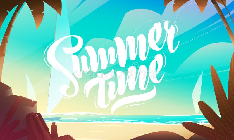 Summer Beach. Design Lettering Stock Vector - Illustration of paradise ...