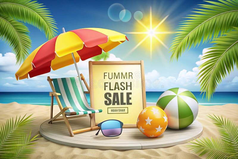 Summer Beach Flash Sale Announcement Stock Image - Image of graphic, relaxation: 388433187