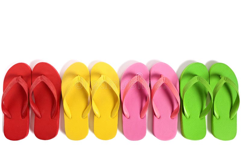 Multi-colored flip-flops stock photo. Image of destinations - 55843204