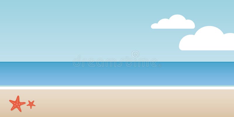 Summer Beach Horizon. Clouds in the Sky. Vector Illustration, Flat ...