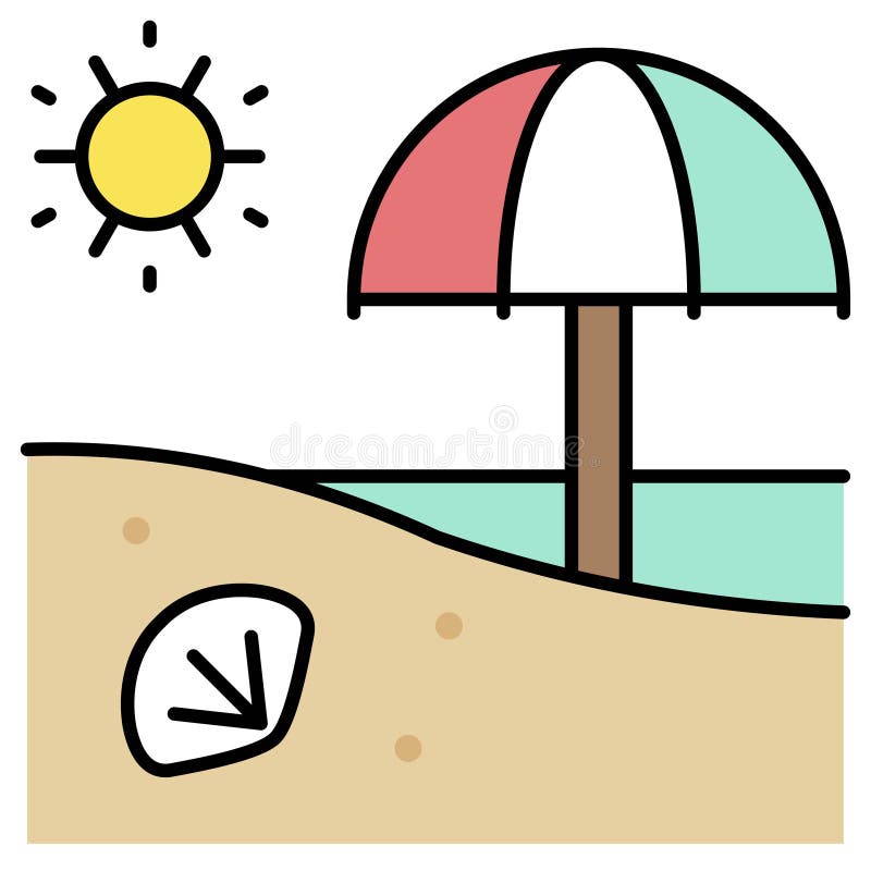 Summer Beach Icon, Summer Vacation Related Vector Stock Vector ...