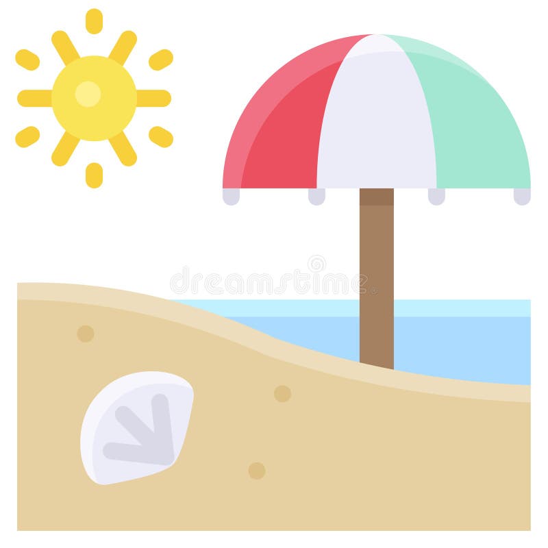 Summer Beach Icon, Summer Vacation Related Vector Stock Vector ...