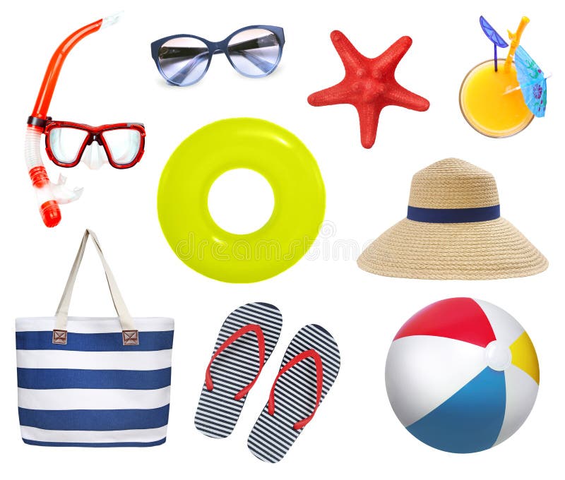 Summer Objects Collage,beach Items Set Isolated Stock Photo - Image of ...