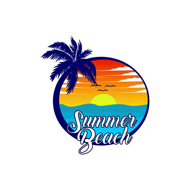 Summer Beach Logo Design Vector Stock Vector - Illustration of plant ...