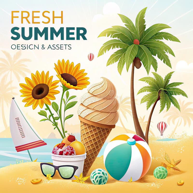 Fresh Summer Design Assets for Posters, Banners, and Social Media Stock ...