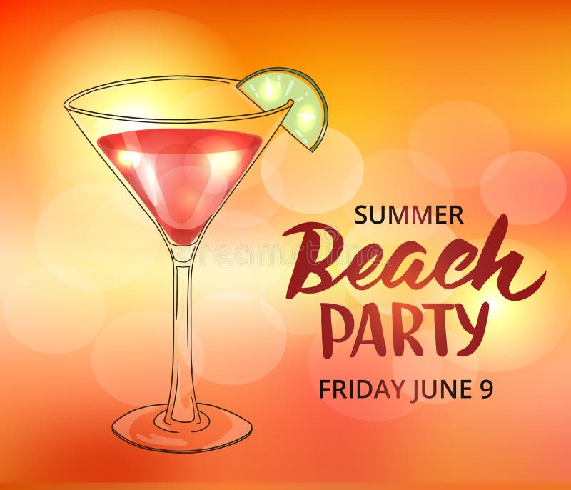 Beach Party Poster Template With Typographic Elements Stock Vector