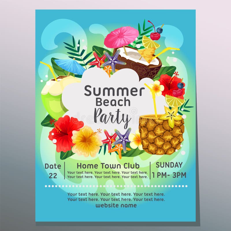 Summer Beach Party Under the Sea Holiday Poster Stock Vector ...