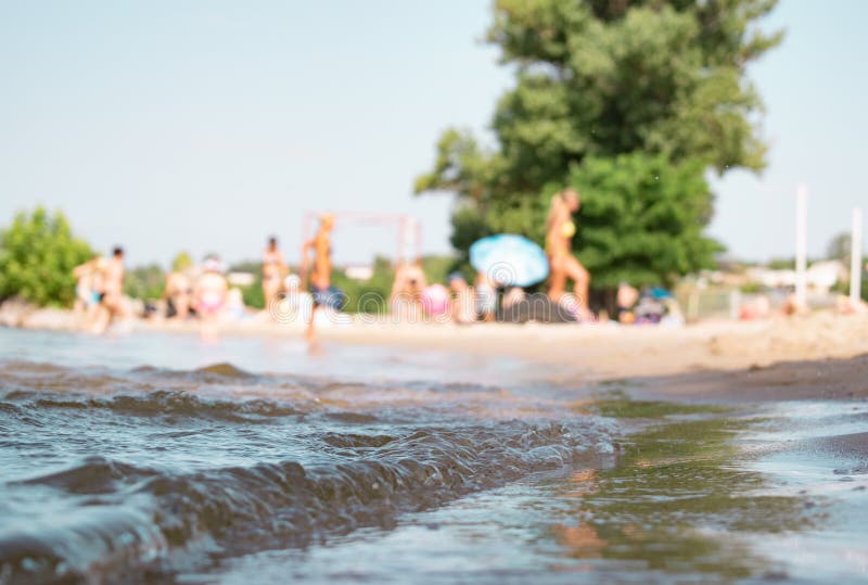 Summer Beach and People Having a Rest Stock Photo - Image of silhouette ...