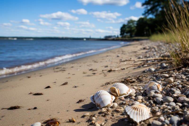 Summer Beach Sand Dune and Seashell Fragments Form Scenic Landscape ...