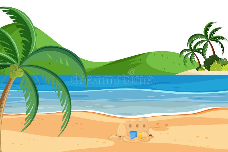A summer beach scene stock vector. Illustration of view - 149493851
