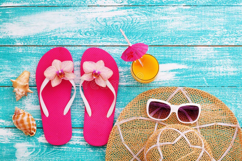 Summer Beach, Set of Summer Accessories Stock Image - Image of closeup ...