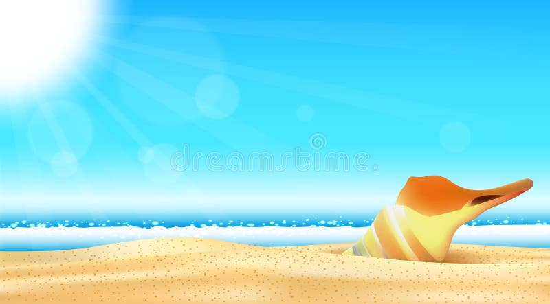 Summer Beach. Shell on the Seashore Stock Vector - Illustration of ...