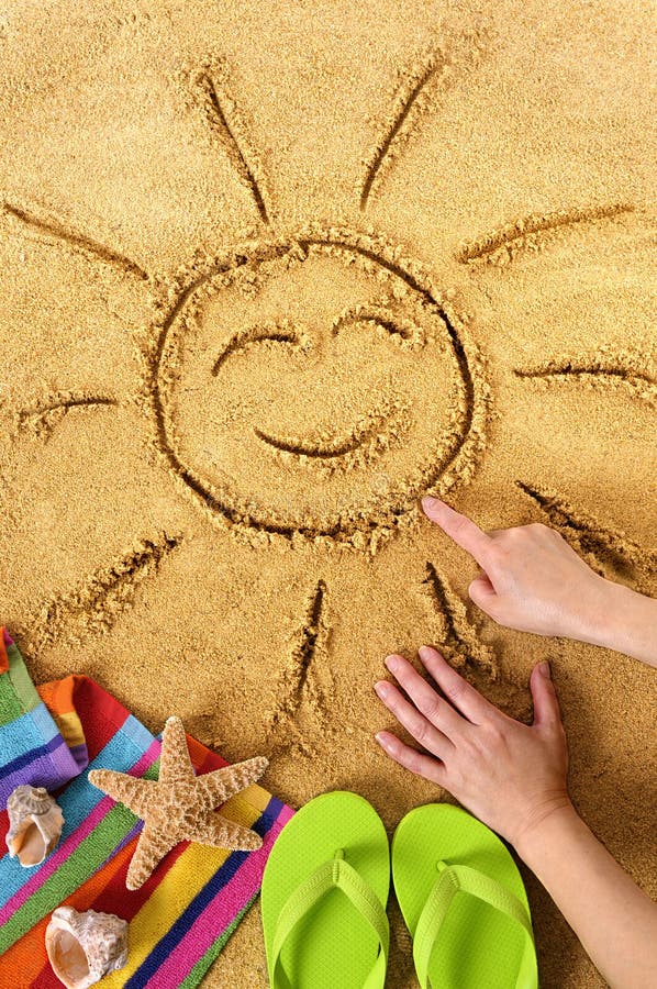 Summer beach smiling sun stock photo. Image of sand, enjoyment - 54195966