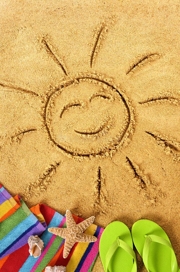 Summer beach smiling sun stock image. Image of flops - 54199585