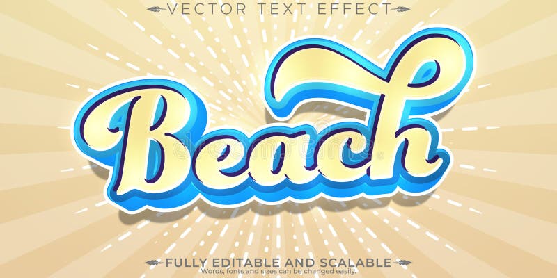 Summer Beach Text Effect, Editable Modern Lettering Typography Font Style Stock Vector ...