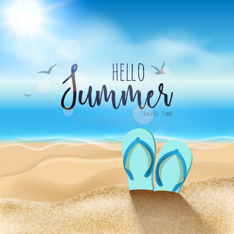 Summer Beach Travel Design. Sum with Sand and Sandals Stock Vector ...