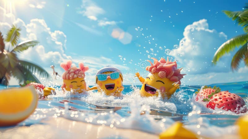 Summer Beach Vacation . Illustration of Summer Season. Poster with ...