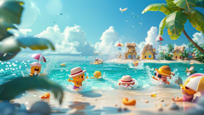 Summer Beach Vacation . Illustration of Summer Season. Poster with ...