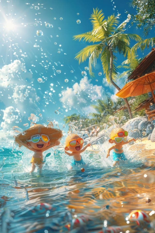 Summer Beach Vacation . Illustration of Summer Season. Poster with ...