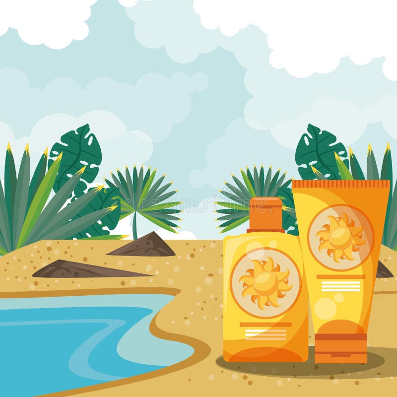 Summer Beach and Vacations Cartoons Stock Vector - Illustration of ...