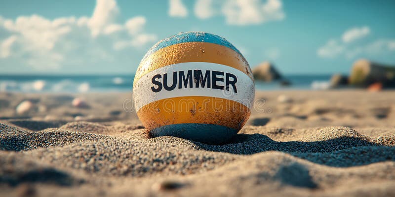 Summer Beach Vibes Volleyball Fun Background Wallpaper Stock ...