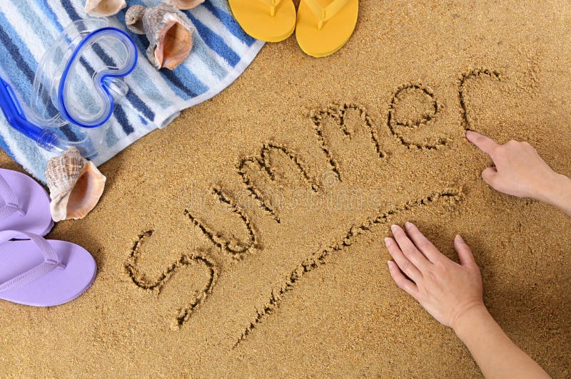 Summer Beach Vacation Writing Stock Image - Image of child, summer ...