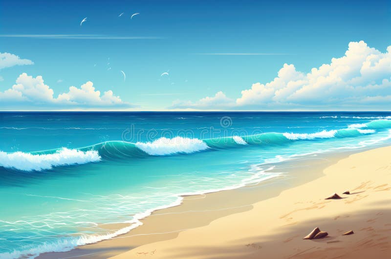 Summer Beautiful Beach Resort with Blue Sky and White Cloud Background ...