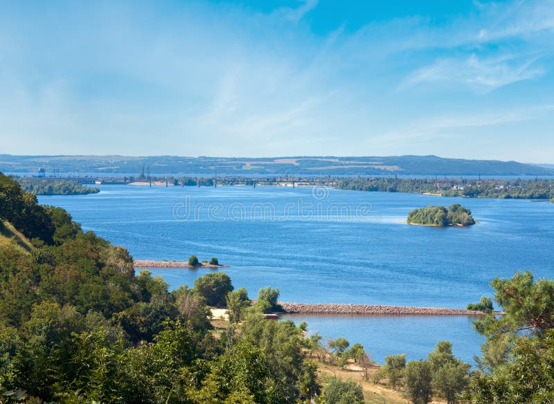 Summer Beautiful View from Hill Top on Dnipro River, Ukraine Stock ...