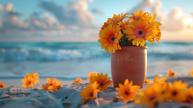 Summer beauty of flowers stock illustration. Illustration of seascape ...