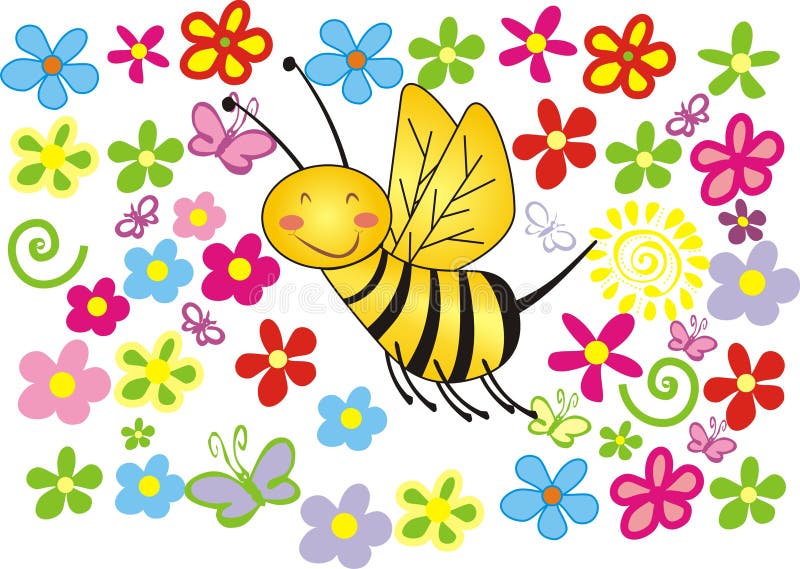 Summer bee stock illustration. Illustration of flower - 8288126