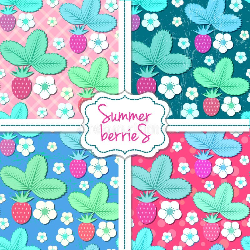 Summer berries pattern set stock vector. Illustration of berry - 51576778