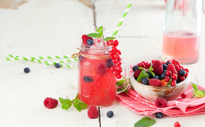Summer Berry Drink. Lemonade with Raspberry and Blackberry with Stock ...